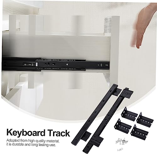 2 Pairs Guide Ball Bearing Computer Keyboard Drawer for Desk Computer Tray Desk Drawers Drawer Rail Desk Slide Rail Keyboard Slide Accessory Tray Cold Rolled Steel Cupboard Slider OSALADI