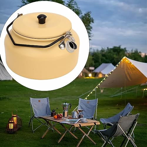 Home Water Pot, Tea Kettle Lightweight Rich Texture for Camping Trips (Cream Yellow)