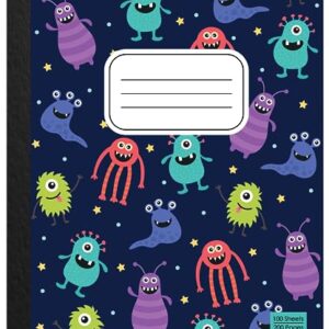 ScribbleMate Cute Composition Notebook Wide Ruled, Set of 3 Composition Notebpooks for Kids, Wide Ruled Composition Notebook for Boys and Girls. 100 pages 200 sheets. 9.75” x 7.5”