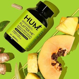 HUM Flatter Me Supplement for Daily Bloating - 18 Full Spectrum Digestive Enzymes to Support Food Breakdown - Ginger, Fennel Seed & Peppermint for Nutrient Absorption (Extra Strength)