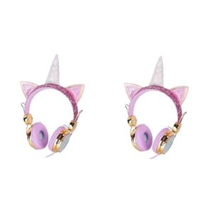 abaodam cat ear headphone 2pcs unicorn headphones foldable headphones noise cancelling headphones on ear headphones headset headphones for headphones with mic adjustable girl