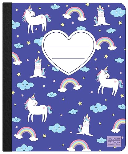 ScribbleMate Cute Composition Notebook Wide Ruled, Set of 3 Composition Notebpooks for Kids, Wide Ruled Composition Notebook for Boys and Girls. 100 pages 200 sheets. 9.75” x 7.5”