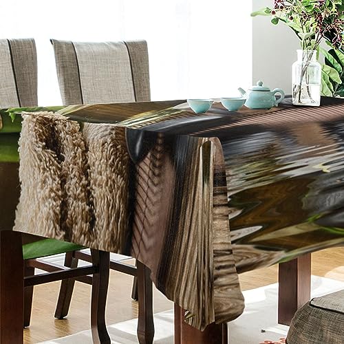 Haskirky Unbreakable Square Tablecloths with Dust and Wrinkle Resistance-54x54In,Zen Basalt Stones on Wood Wedding Kitchen Picnic Buffet Holiday Party Decoration