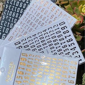 1 Sheet (Including 110 Digital) Sticker Arabic Numerals 0-9 Autohesion Foil Nail A3D Nail Decals 6 Colors N&K - (Color: NK130-1)