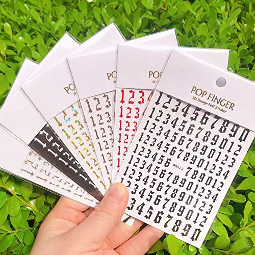 1 Sheet (Including 110 Digital) Sticker Arabic Numerals 0-9 Autohesion Foil Nail A3D Nail Decals 6 Colors N&K - (Color: NK130-1)