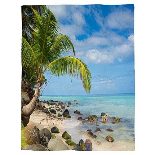 ANNAMALL Throw Blanket,30x40 InchPalm Tree Beach Sea Cloud Blue Sky Island Reef Stone Microfiber Throw Blankets Warm Cozy Lightweight Blanket for Sofa,Bed,Camping,Picnic