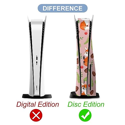 AoHanan Cute Fox Cones Berries PS5 Skin Console and Controller Accessories Cover Skins Anime Vinyl Cover Sticker Full Set for Playstation 5 Disc Edition