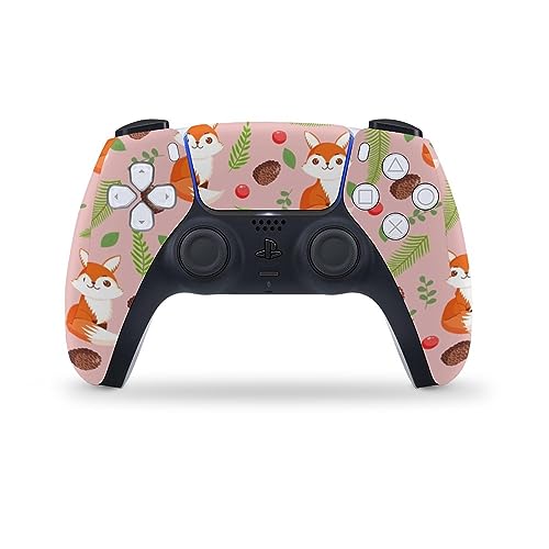 AoHanan Cute Fox Cones Berries PS5 Skin Console and Controller Accessories Cover Skins Anime Vinyl Cover Sticker Full Set for Playstation 5 Disc Edition