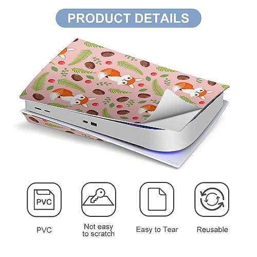 AoHanan Cute Fox Cones Berries PS5 Skin Console and Controller Accessories Cover Skins Anime Vinyl Cover Sticker Full Set for Playstation 5 Disc Edition