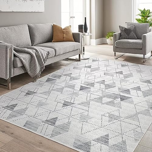 GAOMON Modern Area Rug 5x7 Modern Distressed Rug Ultra Soft Indoor Fuzzy Floor Cover for Living Room Bedroom Non-Slip Non-Shedding Home Office Floor Carpet Low Pile Contemporary Abstract Rug Grey