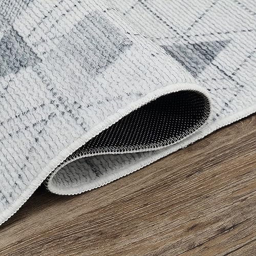 GAOMON Modern Area Rug 5x7 Modern Distressed Rug Ultra Soft Indoor Fuzzy Floor Cover for Living Room Bedroom Non-Slip Non-Shedding Home Office Floor Carpet Low Pile Contemporary Abstract Rug Grey