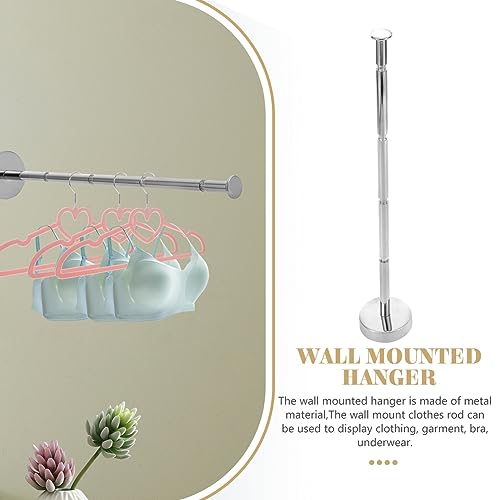 Angoily Wall Mount Clothes Bar Iron Pipe Hanger Holder Organizer Garment Holder Rack Spacer Saver for Home Bedroom Bathroom Silver