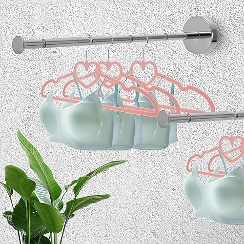 Angoily Wall Mount Clothes Bar Iron Pipe Hanger Holder Organizer Garment Holder Rack Spacer Saver for Home Bedroom Bathroom Silver