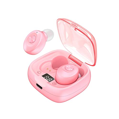 XG8-TWS Bluetooth 5.0 Earphones Wireless Waterproof Mini in-Ear HiFi Headset with Charging Case Sports Ear Buds (Pink)