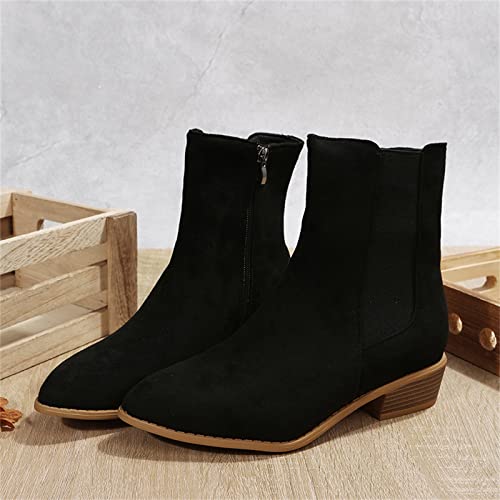 Knee High Platform Boots Suede Pointed Side Zipper Thick Heel Short White Cowgirl Boots Chunky Heel Cap Toe Side Zipper Comfortable Womens Cowgirl Boots