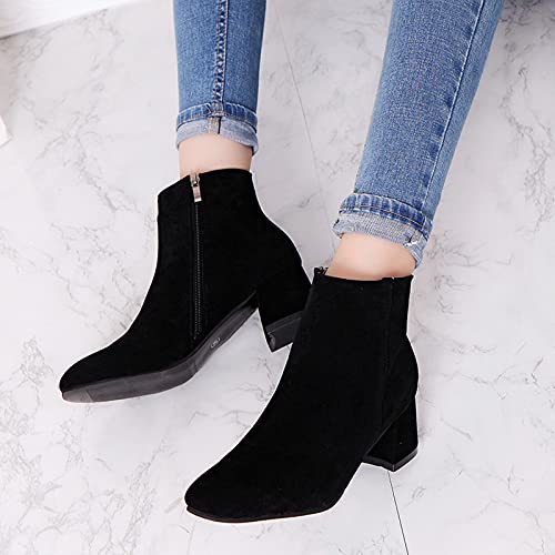 Leather Cowboy Boots for Women Block Short Heel Side Zipper Orange Cowgirl Boots Flat Heel Steel-Toe Casual Knee High White Boots