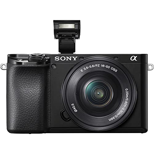 Sony Alpha a6100 Mirrorless Digital Camera (ILCE6100L/B) with 16-50mm Lenses with Flash, Extra Battery, Tripod, 64GB Memory Card, Bag, and More - Advanced Bundle (Renewed)