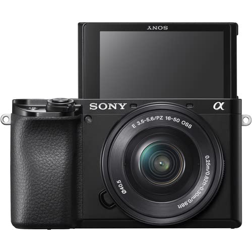 Sony Alpha a6100 Mirrorless Digital Camera (ILCE6100L/B) with 16-50mm Lenses with Flash, Extra Battery, Tripod, 64GB Memory Card, Bag, and More - Advanced Bundle (Renewed)