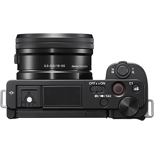 Sony ZV-E10 Mirrorless Camera with 16-50mm Lens (Black) (ILCZV-E10L/B) + Sigma 24-70mm f/2.8 Lens (578965) + 64GB Card + Filter Kit + External Charger + NPF-W50 Battery + Card Reader + More (Renewed)