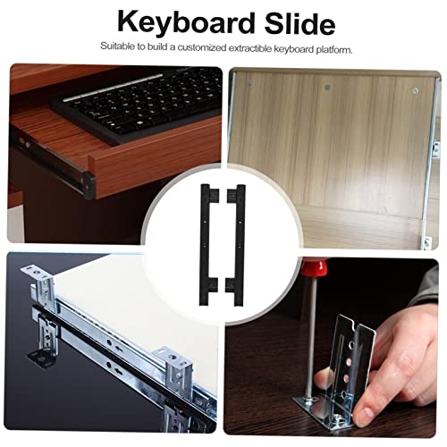 STOBOK 4 Pairs Furniture Track Cabinet Kitchen Rack Full Slide-Out for Rails Slide Mount Heavy Hardware Drawer Pull Tray Computer Under Slider Strong Desk Steel Durable Keyboard Inches