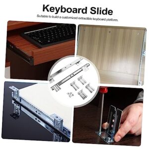 1 Pair Guide Computer Tray Computer Keyboards Ball Bearing Furniture Slides Drawer Rail Track Computer Drawer Tray Accessories Drawer Slide Track Cold Rolled Steel Desk Hardware