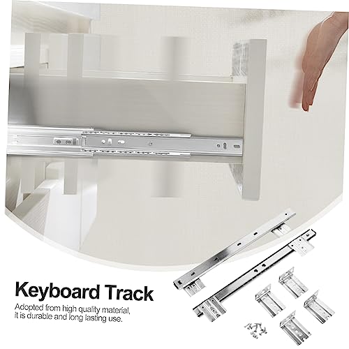 1 Pair Guide Computer Tray Computer Keyboards Ball Bearing Furniture Slides Drawer Rail Track Computer Drawer Tray Accessories Drawer Slide Track Cold Rolled Steel Desk Hardware