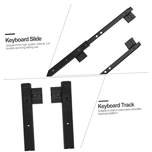 STOBOK 3 Pairs Keyboard Rails Drawer Set Desktop Keyboard Computer Accessories Cabinet Slider Keyboard Stand for Desk Under Desk Keyboard Tray Slide Out Steel Black Drawer-Design Rack