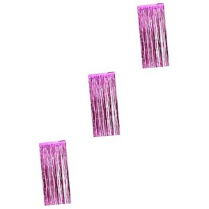 ukcoco rose gold fringe curtain 3pcs tinsel curtain foil curtain party decoration plastic fringe curtain fringe curtain decoration aluminum foil decorate metallic line