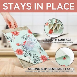 RAY STAR Shelf Liner, 12 Inch x 10 Feet Non Adhesive Golden Red Daisy Floral Cabinet Liner for Pantry Drawer Vanity, Strong Grip Non Slip Waterproof, Shelf Liners for Kitchen Cabinets