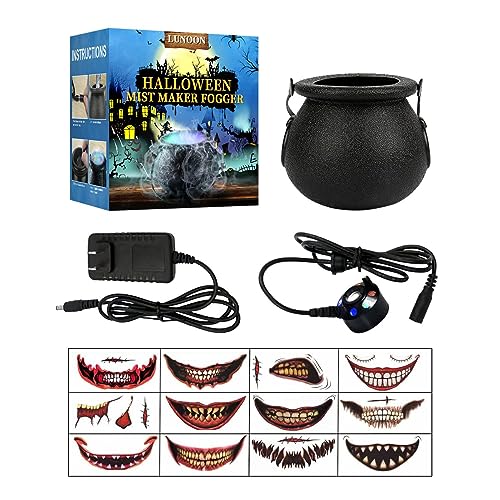 Halloween Mini Mist Maker, Small Pond Fog Machine Atomizer Air Humidifier Perfect Mist Maker Fogger, Witch Cauldron Fogger, Black Witch Jar Atomizer Lamp Punch Bowl - Home Garden Gift Decoration (1pc)