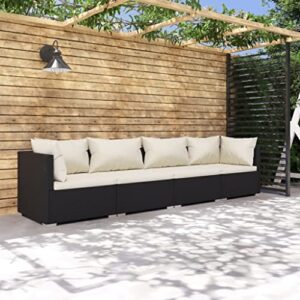 qiangxing patio furniture set 4 piece with cushions outdoor patio furniture outdoor furniture sets patio sectional outdoor seating poly rattan black 3101423