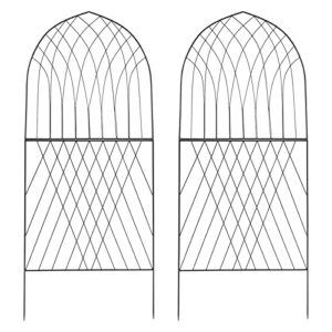 2 Pack Large Garden Trellis for Climbing Plants and Vines, for Ivy, Roses, Cucumbers 75 inches Plants Support Tall Wall Rustproof Black Steel Metal Trellis