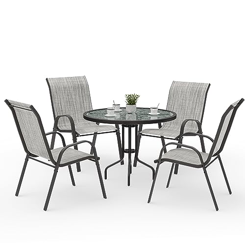 Amopatio Patio Dining Set for 4, Outdoor Table and Chairs Set