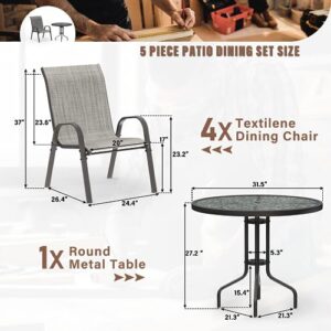 Amopatio Patio Dining Set for 4, Outdoor Table and Chairs Set