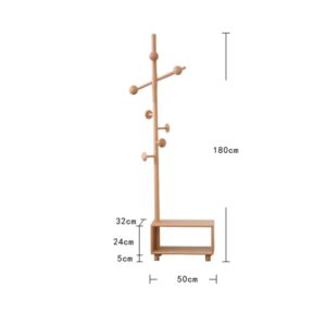 LUKEO Wooden Clothes Rack Design Floor Clothes Hat Rack Single Pole Standing Bedroom Furniture (Color : E, Size : As shown)