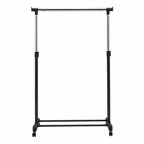 LUKEO Adjustable Rolling Clothes Hanger Coat Rack Floor Hanger Storage Wardrobe Clothing Drying Racks with Shoe Rack