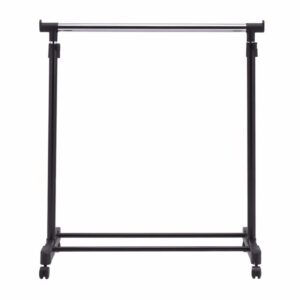 LUKEO Adjustable Rolling Clothes Hanger Coat Rack Floor Hanger Storage Wardrobe Clothing Drying Racks with Shoe Rack