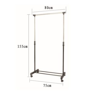 LUKEO Adjustable Rolling Clothes Hanger Coat Rack Floor Hanger Storage Wardrobe Clothing Drying Racks with Shoe Rack