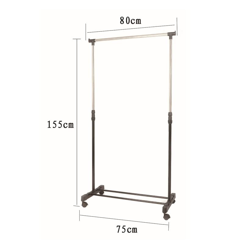 LUKEO Adjustable Rolling Clothes Hanger Coat Rack Floor Hanger Storage Wardrobe Clothing Drying Racks with Shoe Rack