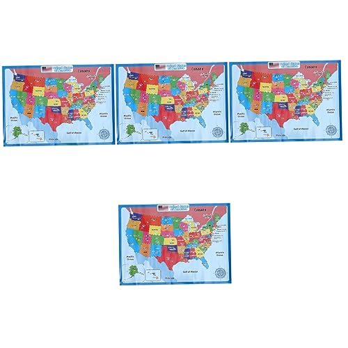 Tofficu Poster 4 Sheets United States map poster US map supplies accessories supply playroom decor usa map for synthetic paper Cartoon hanging pictures US Map Interesting Map Poster