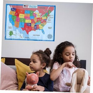 Tofficu Poster 4 Sheets United States map poster US map supplies accessories supply playroom decor usa map for synthetic paper Cartoon hanging pictures US Map Interesting Map Poster