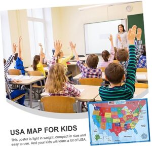 Tofficu Poster 4 Sheets United States map poster US map supplies accessories supply playroom decor usa map for synthetic paper Cartoon hanging pictures US Map Interesting Map Poster