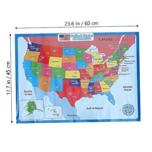 Tofficu Poster 4 Sheets United States map poster US map supplies accessories supply playroom decor usa map for synthetic paper Cartoon hanging pictures US Map Interesting Map Poster