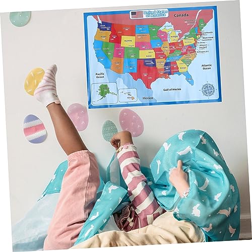 Tofficu Poster 4 Sheets United States map poster US map supplies accessories supply playroom decor usa map for synthetic paper Cartoon hanging pictures US Map Interesting Map Poster