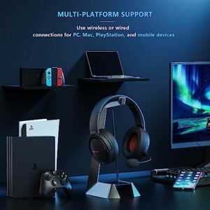 BINNUNE 2.4G/Bluetooth Wireless Gaming Headset with Microphone for PS4 PS5 Playstation 4 5, 40 Hours Playtime, PC USB Gamer Headphones with Mic for Laptop Computer