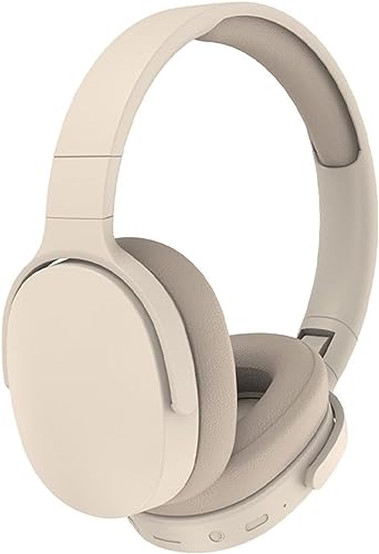 Smart Noise Canceling Bluetooth Headphones, HiFi Foldable Wireless Headphones, Ergonomic Bluetooth 5.1 Compatible, Stereo Around Ear Headphones, Wireless Headphones with Mic (Beige)