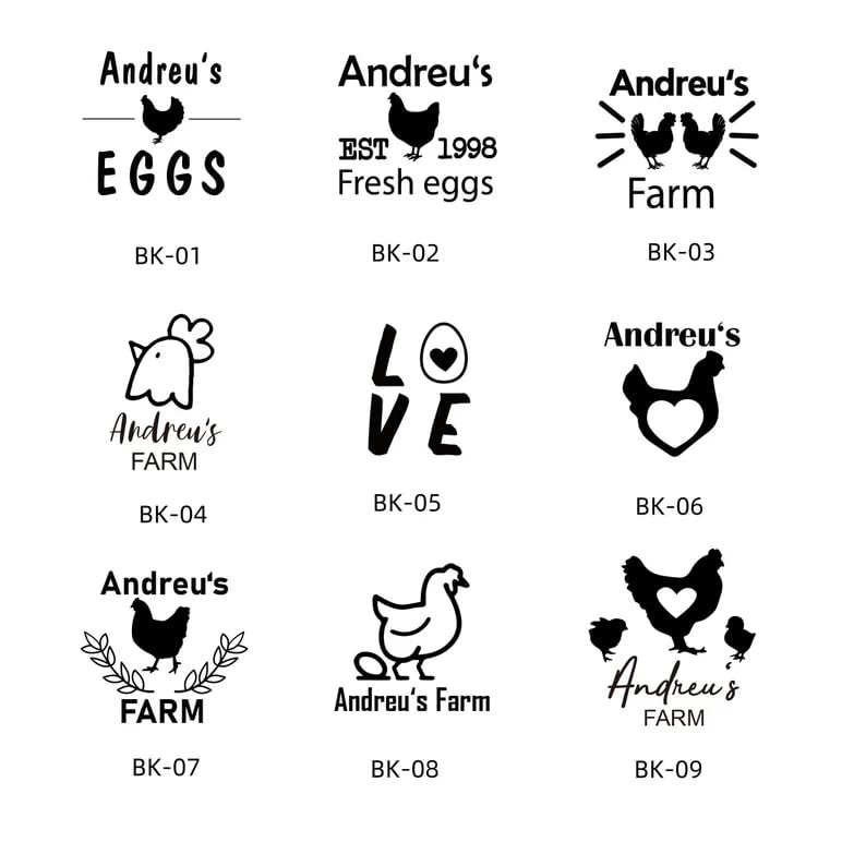 Custom Wooden Egg Box Stamps, Personalized Rubber Egg Box Stamps, Fresh Egg Box Stamps, Farm Box Stamps, Chicken Coop with Handle & Print