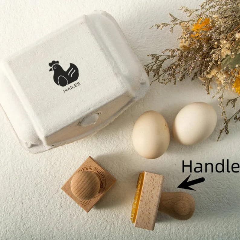 Custom Wooden Egg Box Stamps, Personalized Rubber Egg Box Stamps, Fresh Egg Box Stamps, Farm Box Stamps, Chicken Coop with Handle & Print