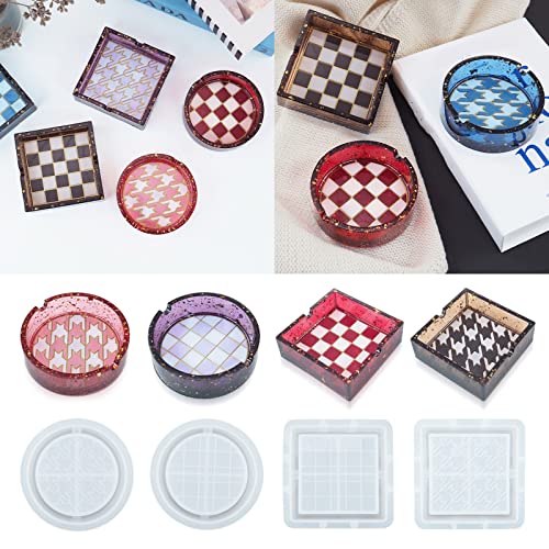 SYlive DIY Organizer Mold Round Square Ashtray Silicone Mold Household Items Storage Ornaments Handmade Mold for DIY Crafts