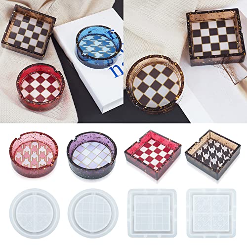 SYlive DIY Organizer Mold Round Square Ashtray Silicone Mold Household Items Storage Ornaments Handmade Mold for DIY Crafts